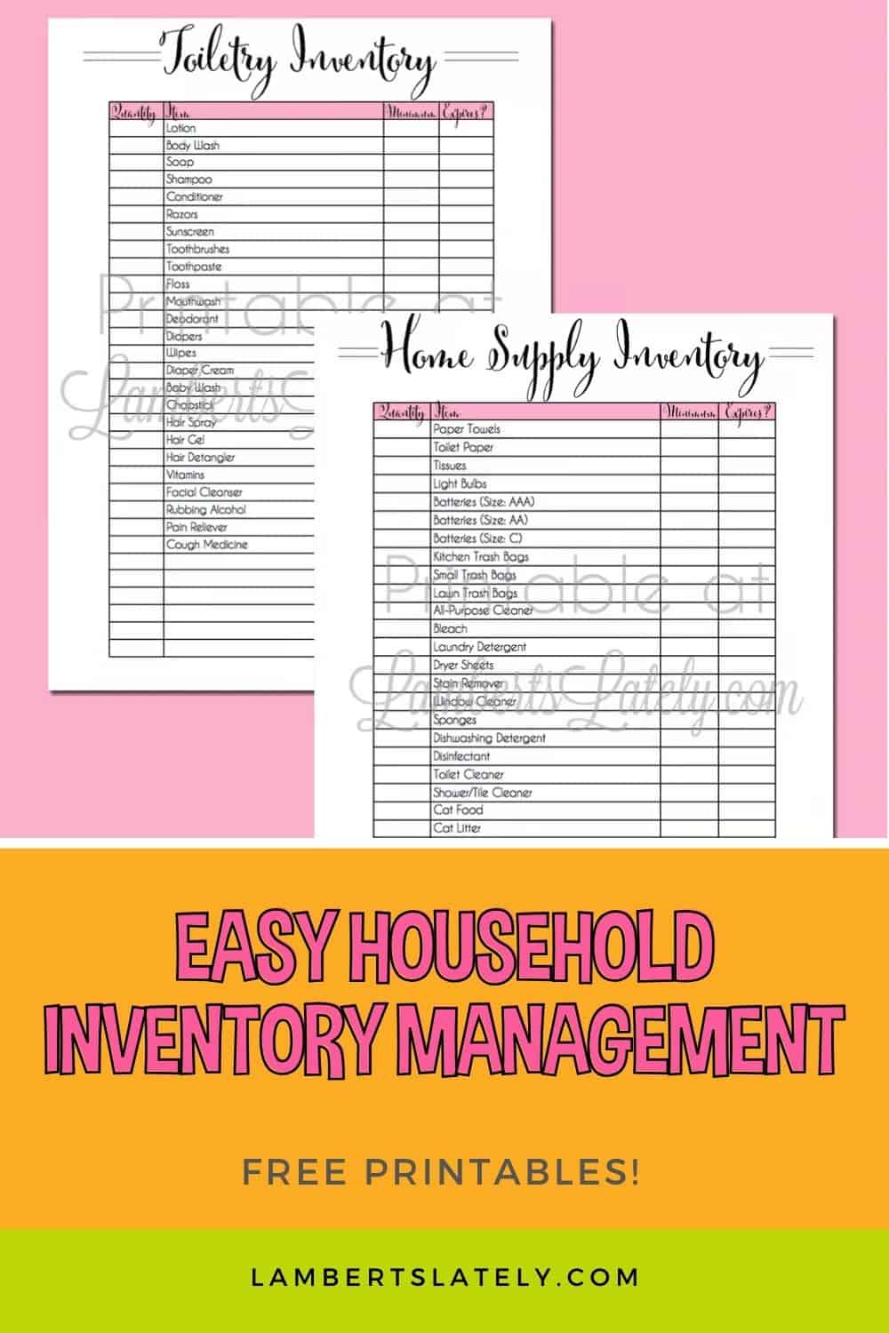 Household Supplies List Inventory Template | LL Home