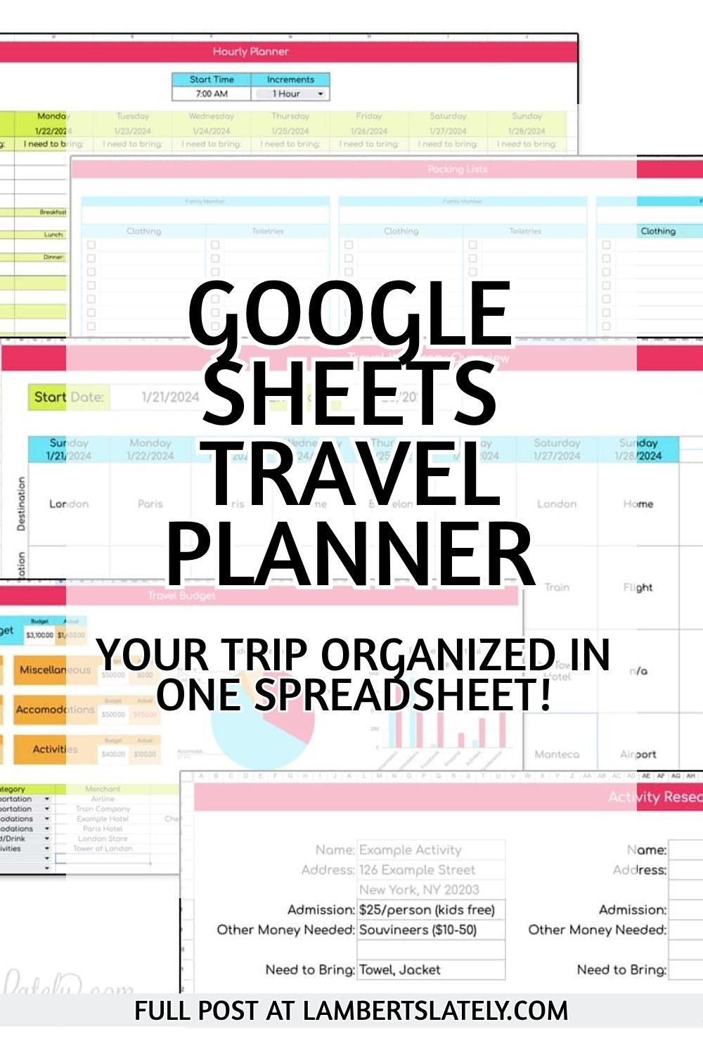 Free Travel Itinerary Template for Google Sheets | LL Home