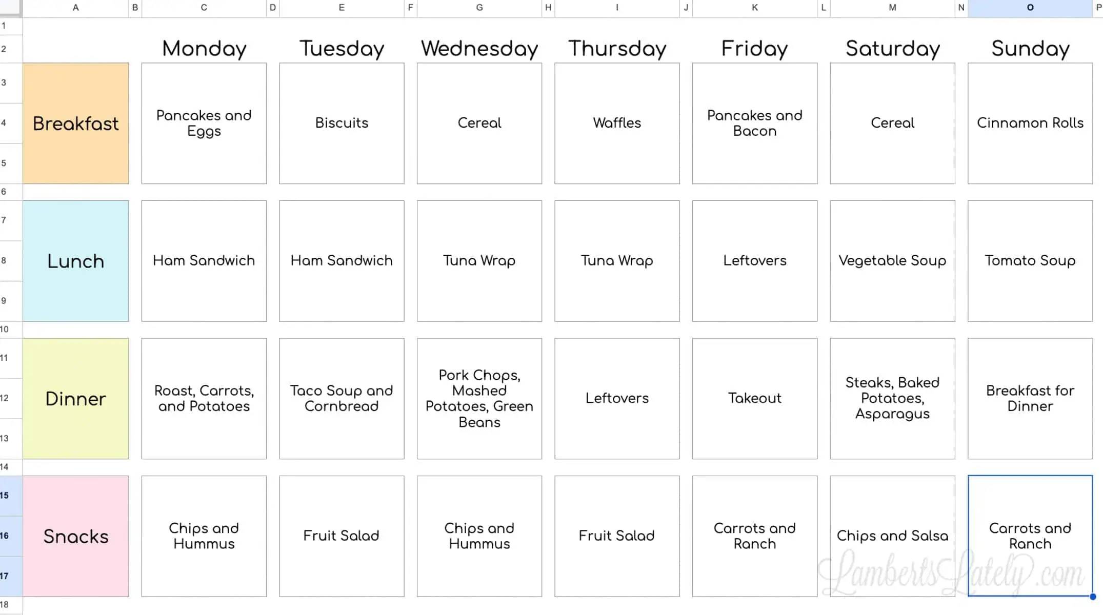 Free 3-Tab Meal Plan Template for Google Sheets | Lamberts Lately