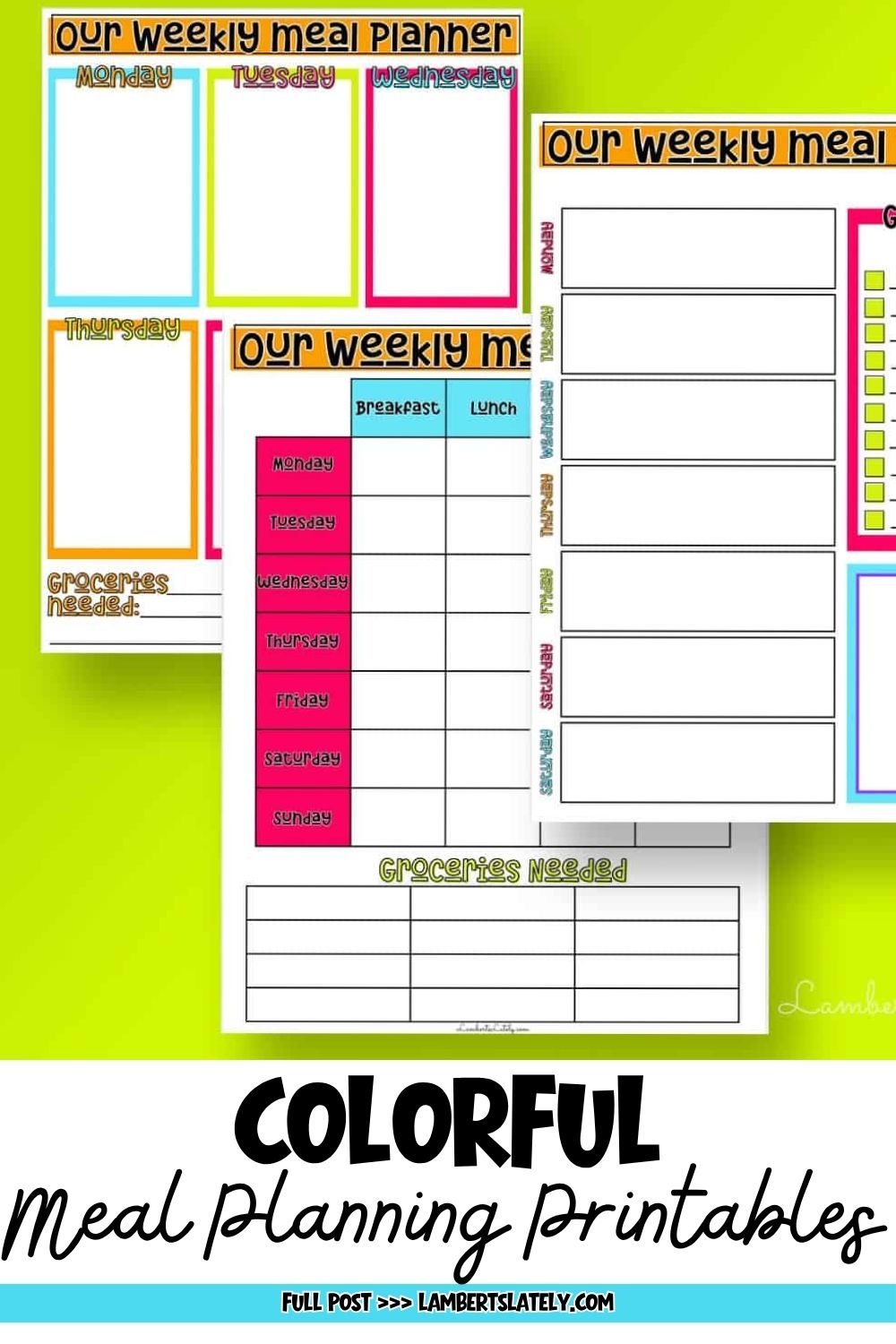 Weekly Meal Planner Templates (Free Printables!) | LL Home