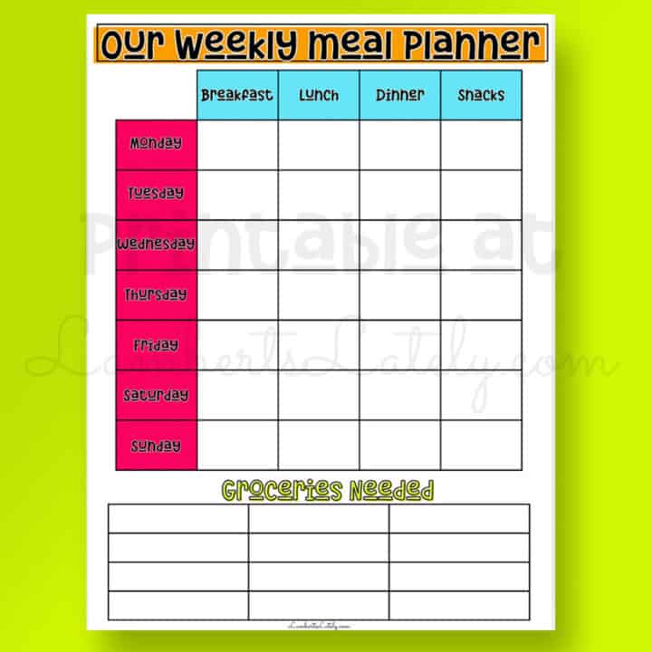 Weekly Meal Planner Templates (Free Printables!) | Lamberts Lately
